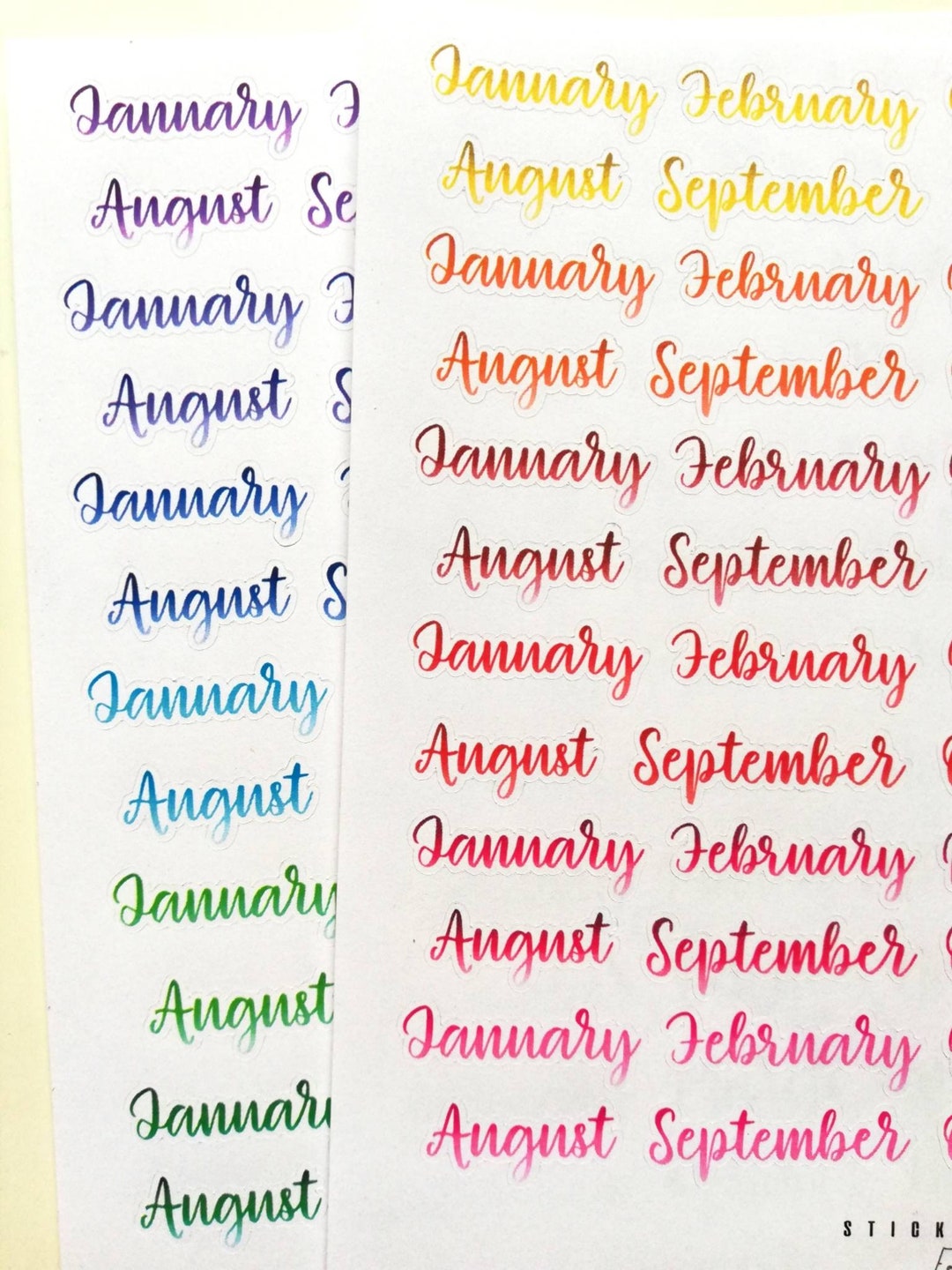 Ombre Month Stickers for Journal Planner Stationary Colorful Rainbow - Etsy