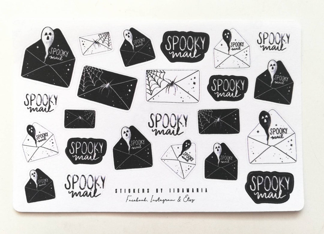Spooky Happy Mail Stickers, Ghost Scary Spider Mail Mystic Envelope ...