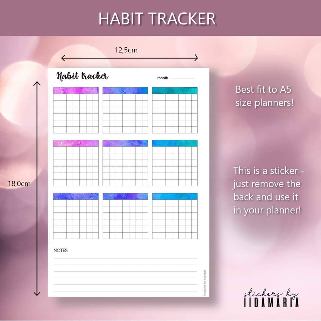 Habit Tracker Sticker for Tracking Your Ways, Journal Planner ...