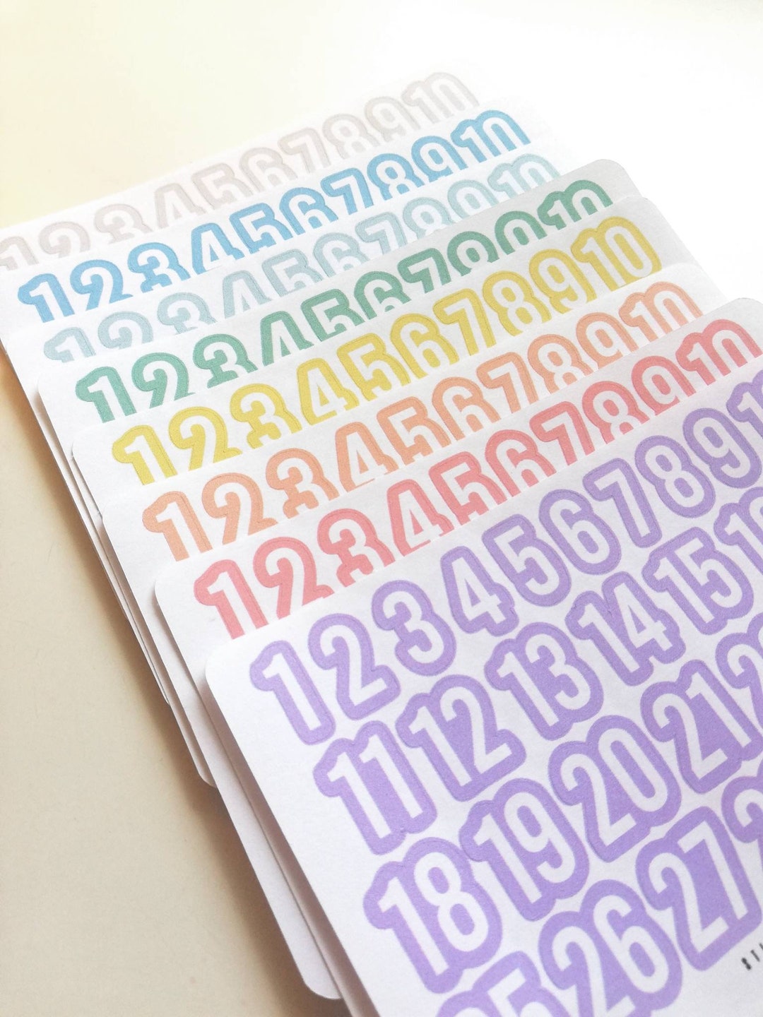 Colorful Number Stickers in Rainbow Pastel Colors Journal - Etsy
