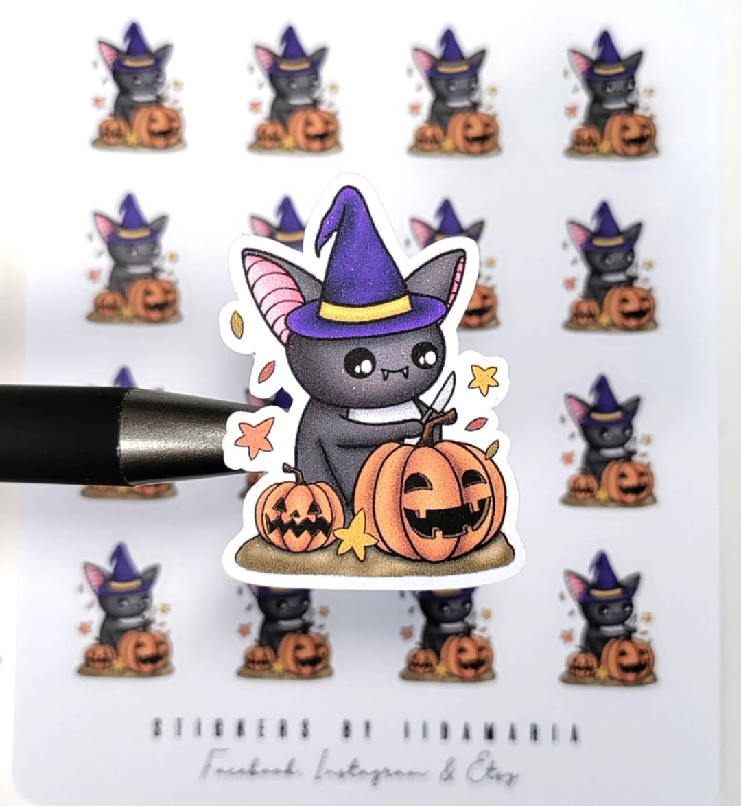 Luna the Bat Halloween Witch Fall Pumpkin Carving -stickers - Etsy