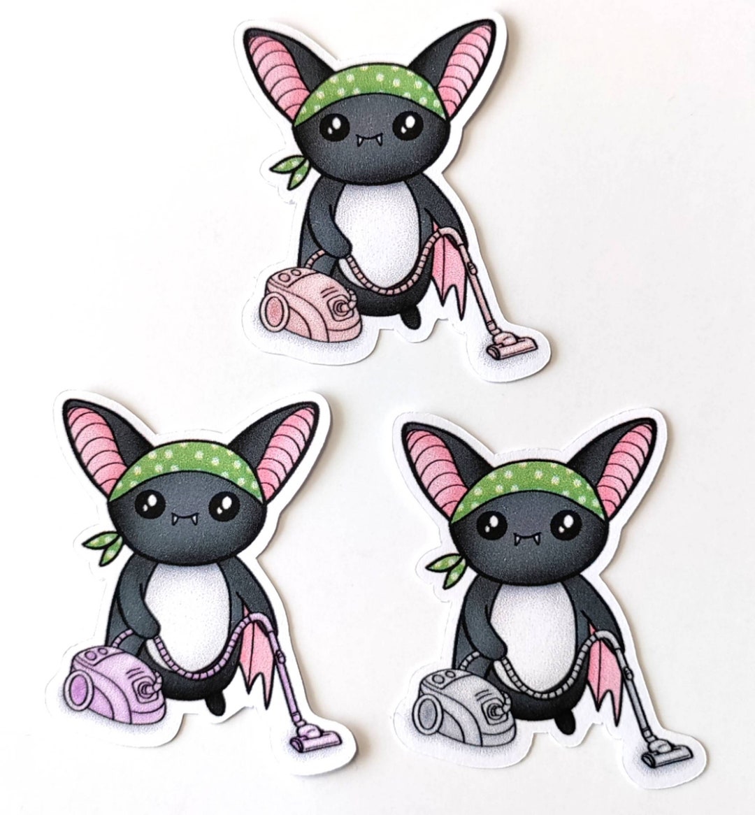 Luna the Bat Vacuuming -stickers - Etsy
