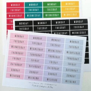 Days of the Week Sticker Boxes, Different Color Options - Etsy