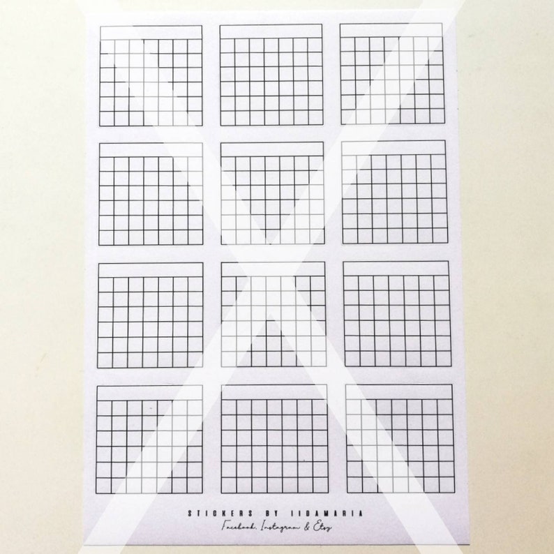Empty Month Grid Tracker Stickers for Journaling Planner Stationary - Etsy