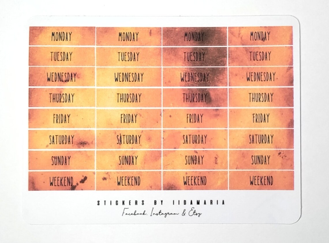 Halloween Days of the Week -box Stickers - Etsy
