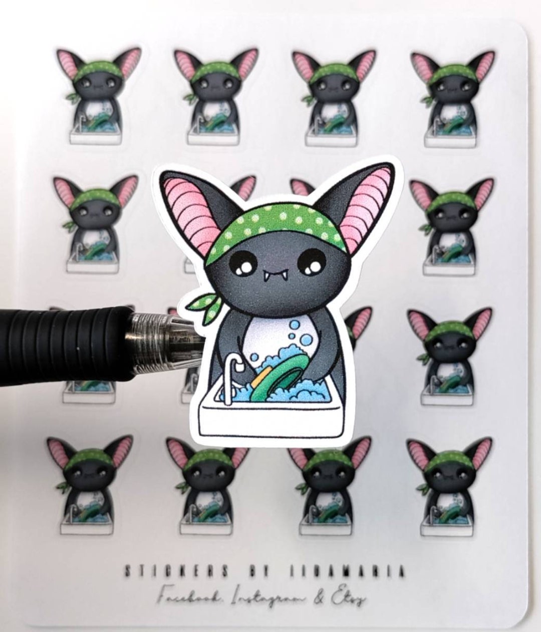 Luna the Bat Dishes -stickers - Etsy