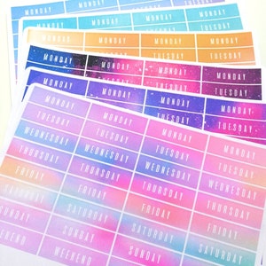 Days of the Week Sticker Boxes, Watercolor Colorful Rainbow - Etsy