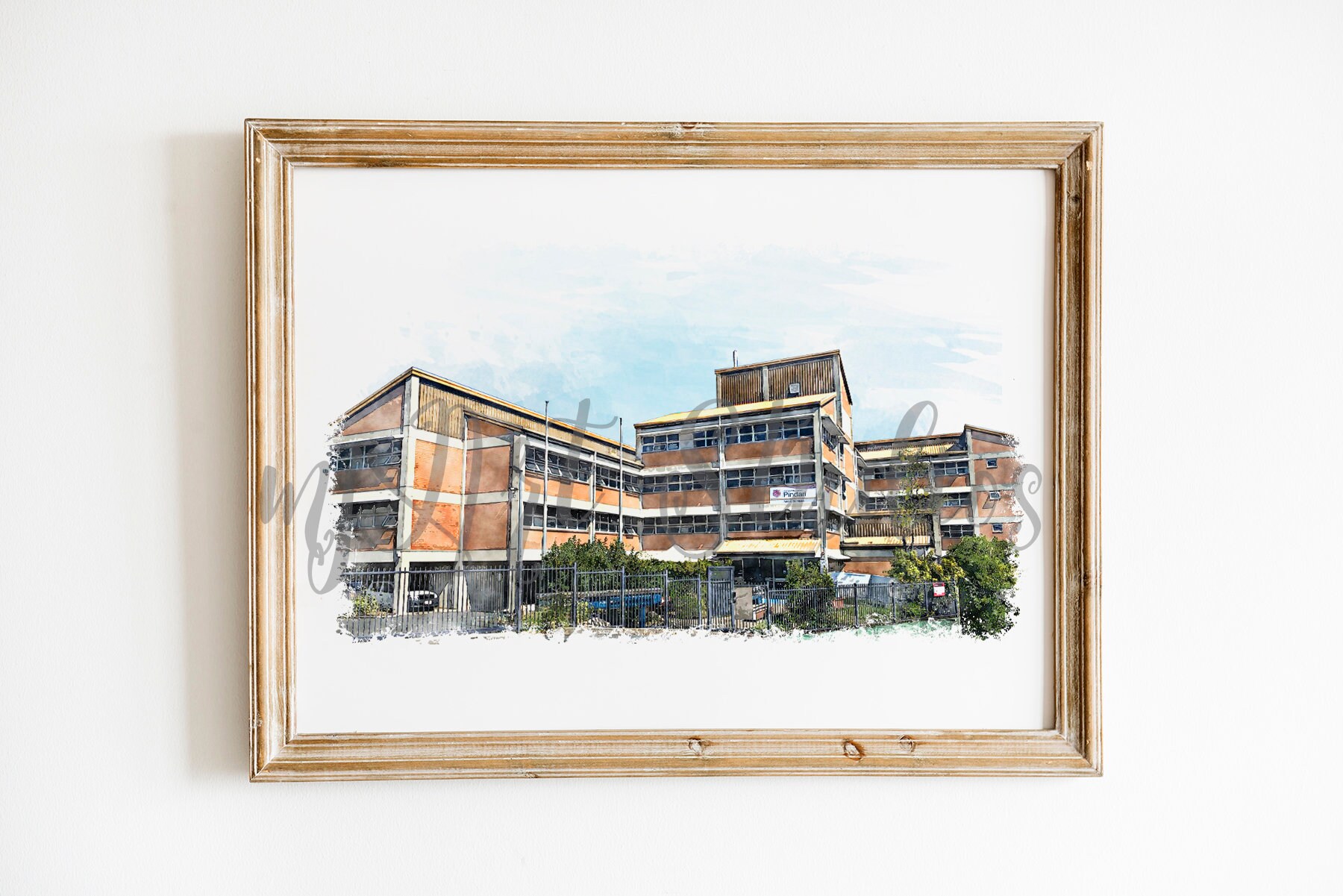 Custom Office Building Portrait Personalized Retirement Gift Co-workers ...