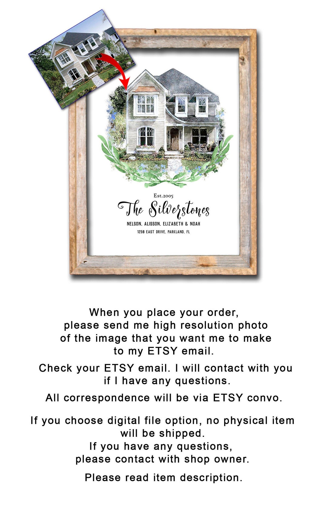 Custom Home Portrait Personalized Watercolor House Custom House Decor ...