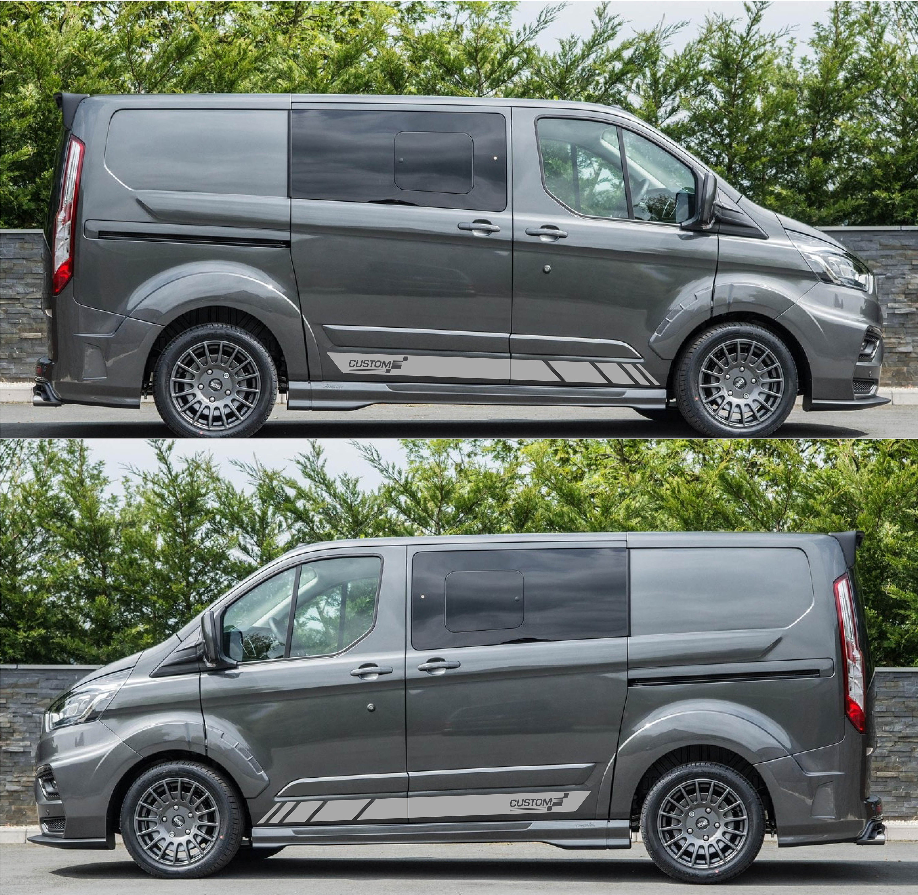 Ford Transit Custom Side Stripes Decal Any Colour Stickers Both Sides ...