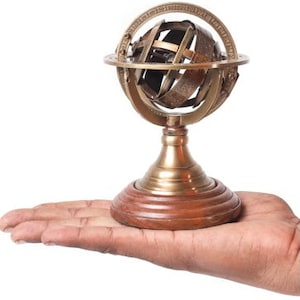 Brass Armillary Sphere Globe Clock Spherical Astrolabe Compass Nautical ...