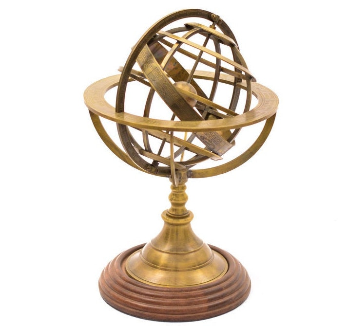 Brass Armillary Sphere Globe Clock Spherical Astrolabe Compass | Etsy UK