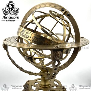Brass Armillary Sphere Globe Clock Spherical Astrolabe Compass Nautical ...