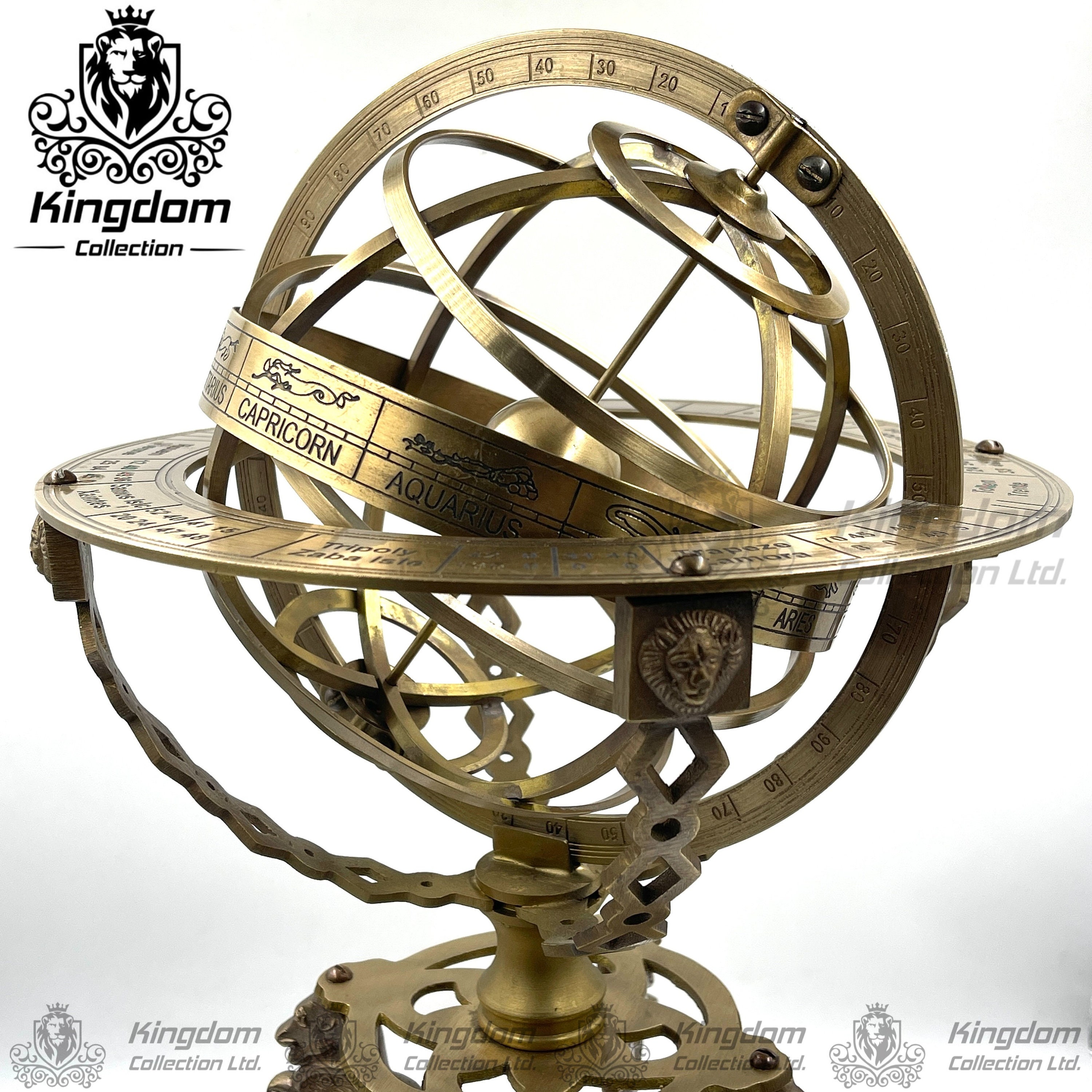 Brass Armillary Sphere Globe Clock Spherical Astrolabe Compass | Etsy UK