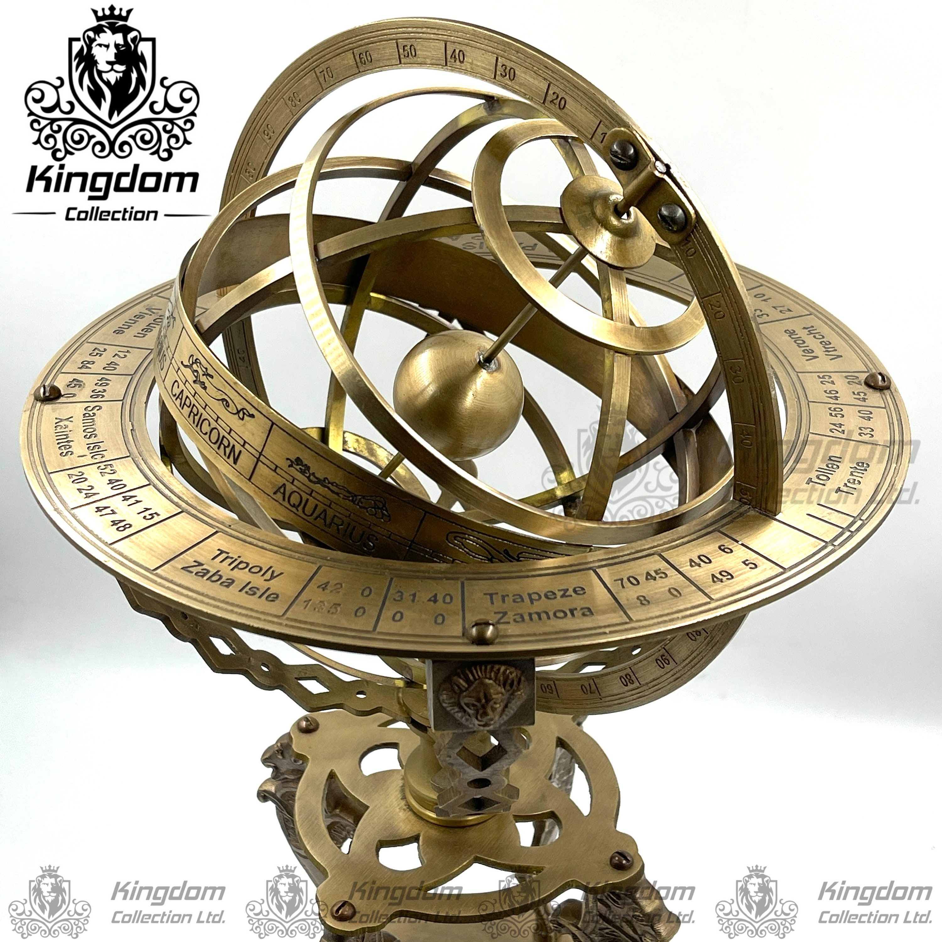 Brass Armillary Sphere Globe Clock Spherical Astrolabe Compass | Etsy UK