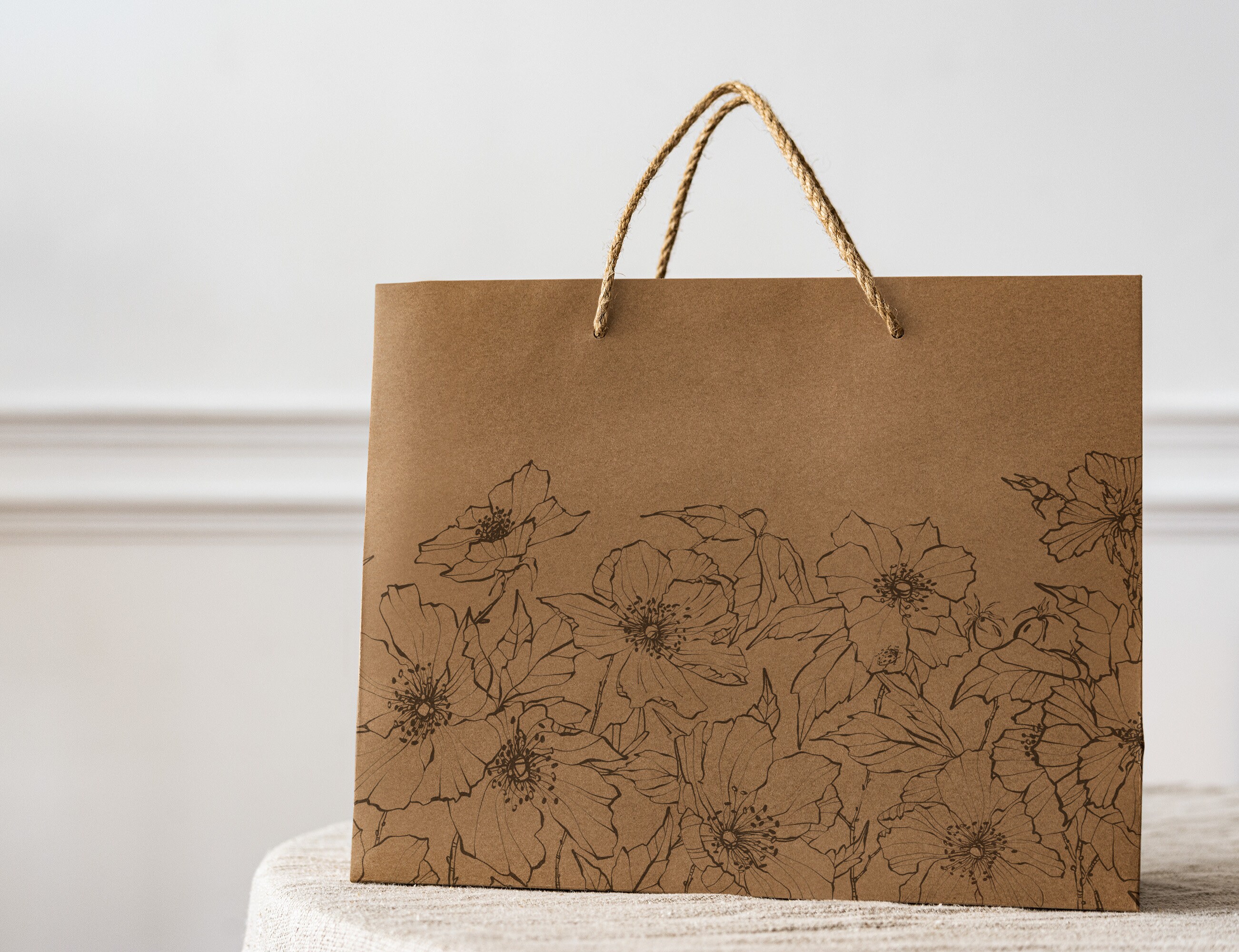 Seamless Floral Border Organic Rosehip Artistic Line on - Etsy