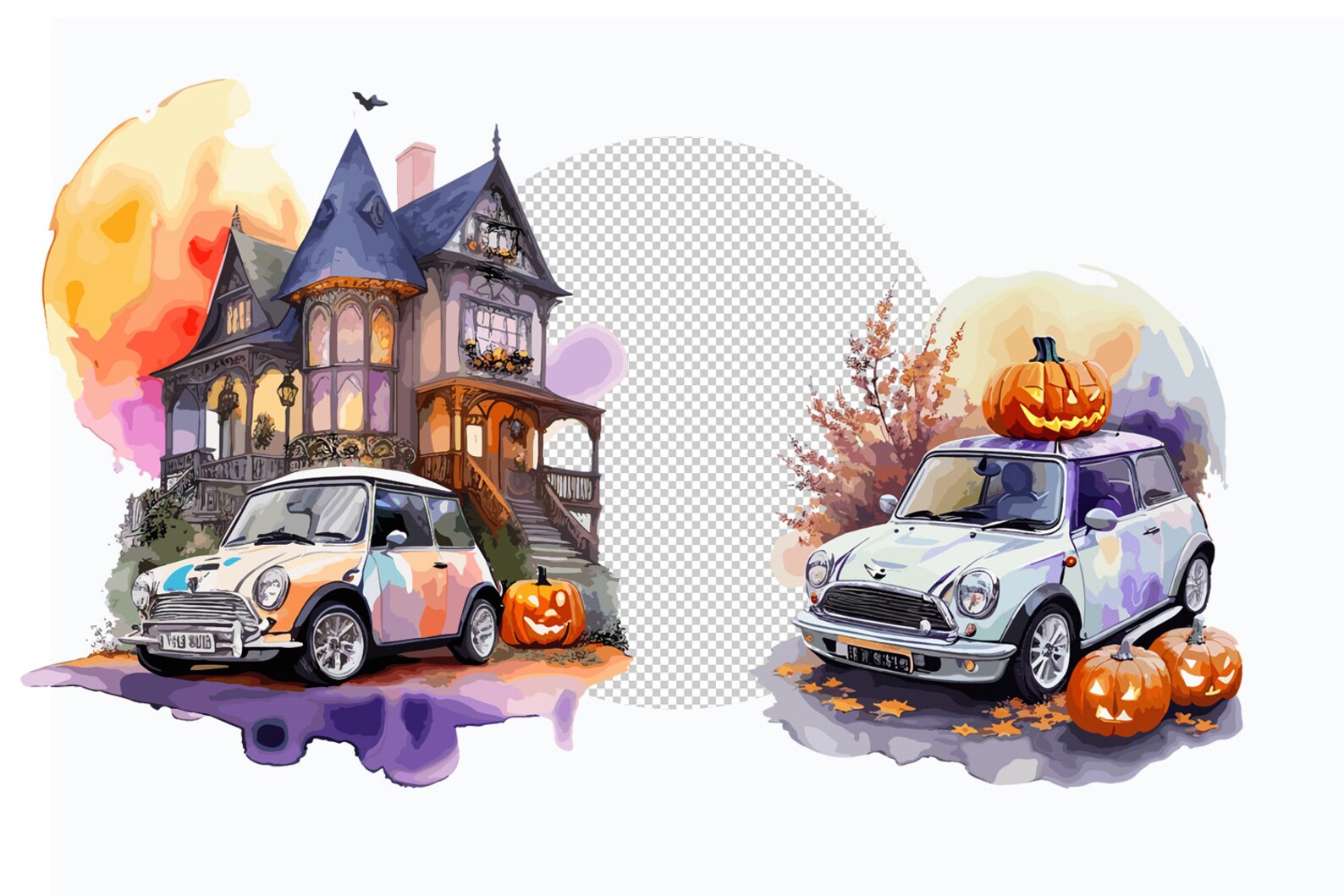 Halloween Mini Cooper Clipart Set Pumpkin Adventures - Etsy