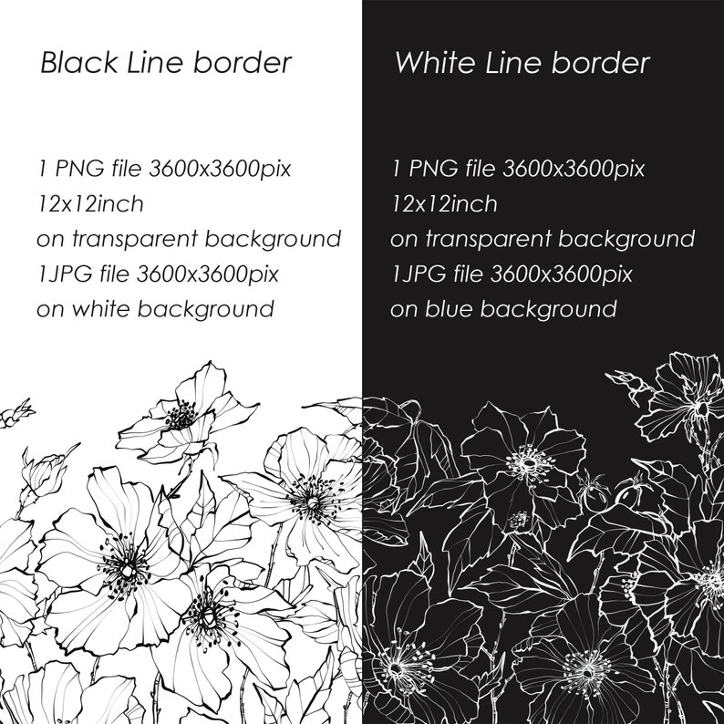 Seamless Floral Border Organic Rosehip Artistic Line on - Etsy