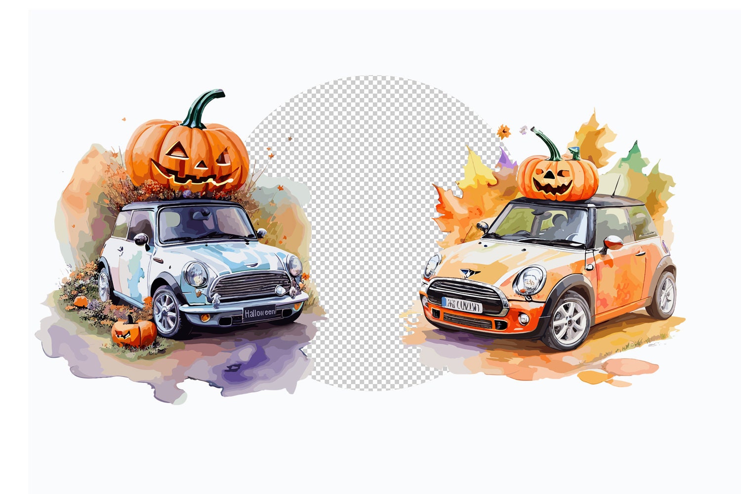 Halloween Mini Cooper Clipart Set Pumpkin Adventures - Etsy