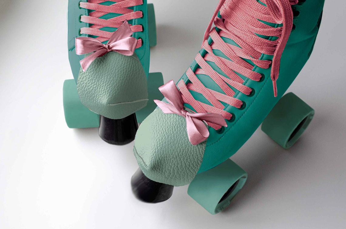 Black Roller Skate Toe Caps, Toe Guards With Gold Ribbon, Cute Roller ...