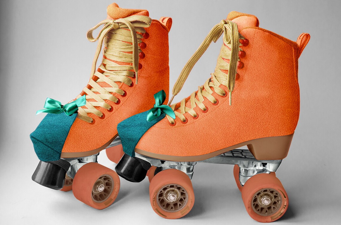 Black Roller Skate Toe Caps, Toe Guards With Gold Ribbon, Cute Roller ...