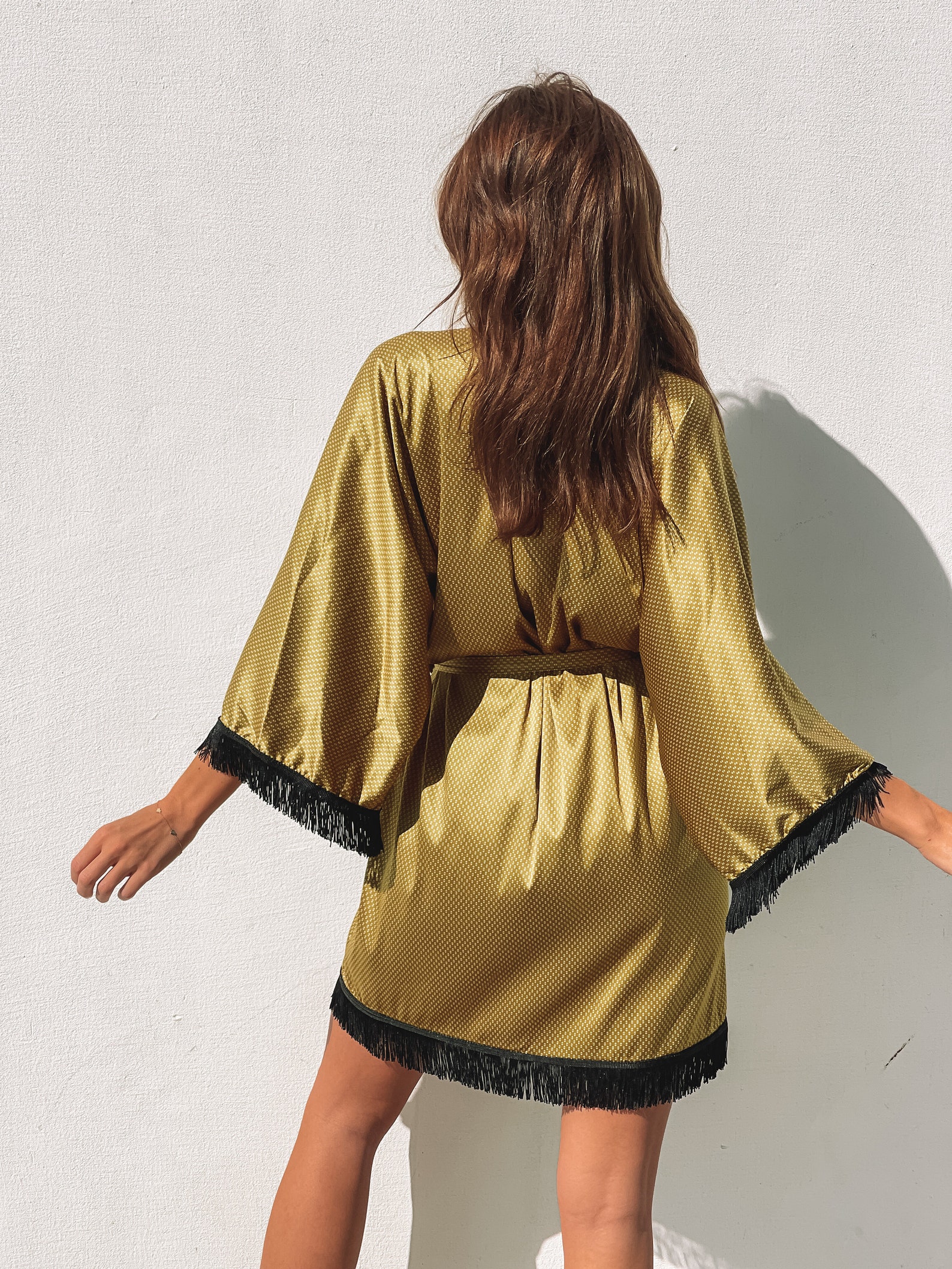 Gold Silk Robe Cover Up Wrap Kimono Bathrobe Beachwear - Etsy