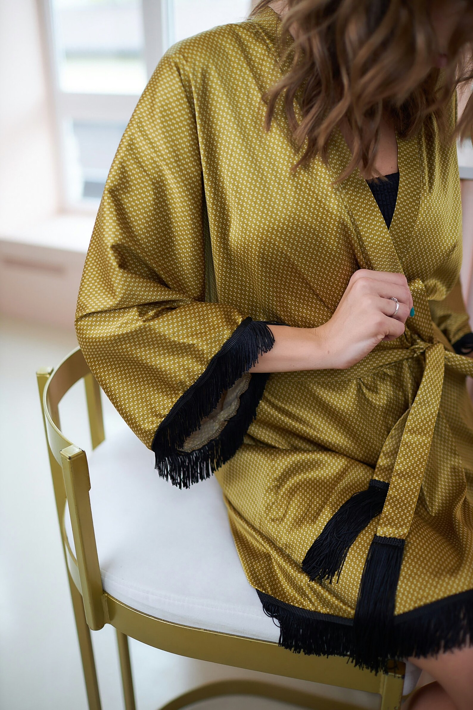 Gold Silk Robe Cover Up Wrap Kimono Bathrobe Beachwear - Etsy