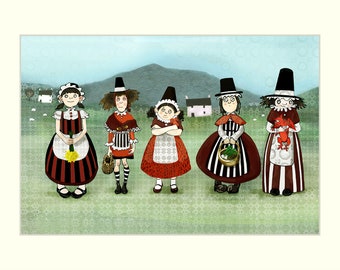 Printed Ceramic Mug, Welsh Ladies Rhossili by Odwen, Gift, Cup ...