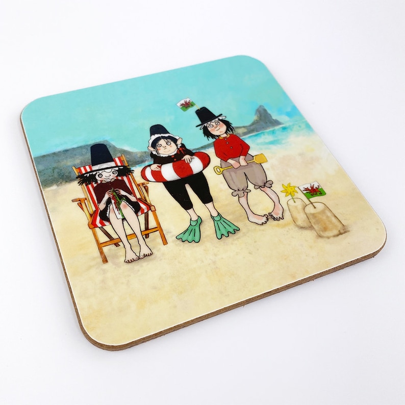 Coaster, Welsh Ladies Rhossili by Odwen, Welsh Gifts, Welsh Coaster ...