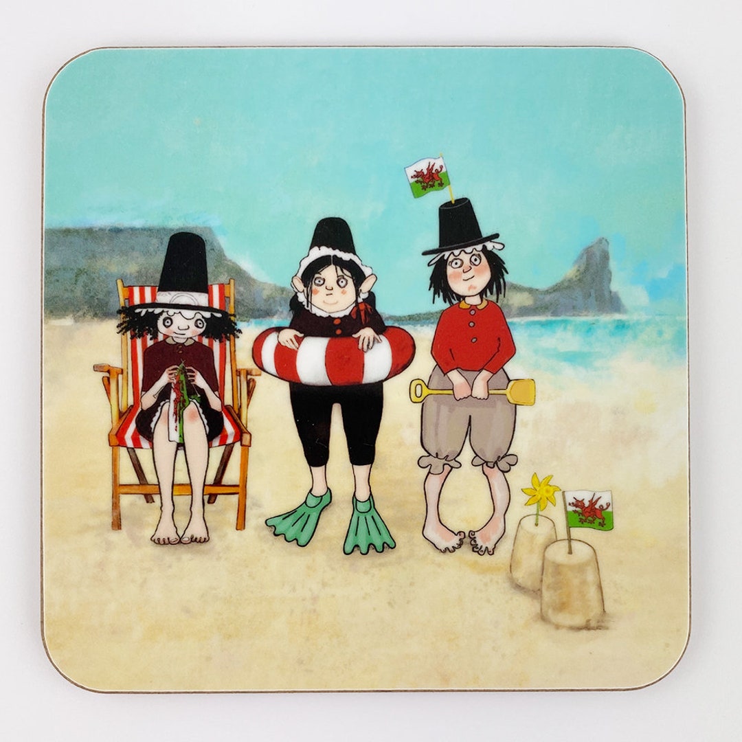 Coaster, Welsh Ladies Rhossili by Odwen, Welsh Gifts, Welsh Coaster ...