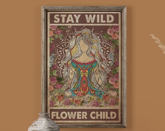 Hippie Girl Stay Wild Flower Child Poster - Etsy