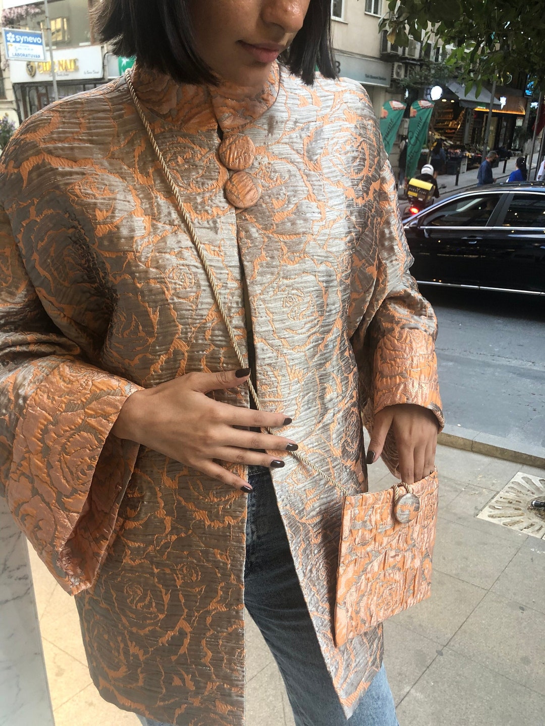 Brocade Jacket for Womenvintage Style Brocade Coatorange and - Etsy