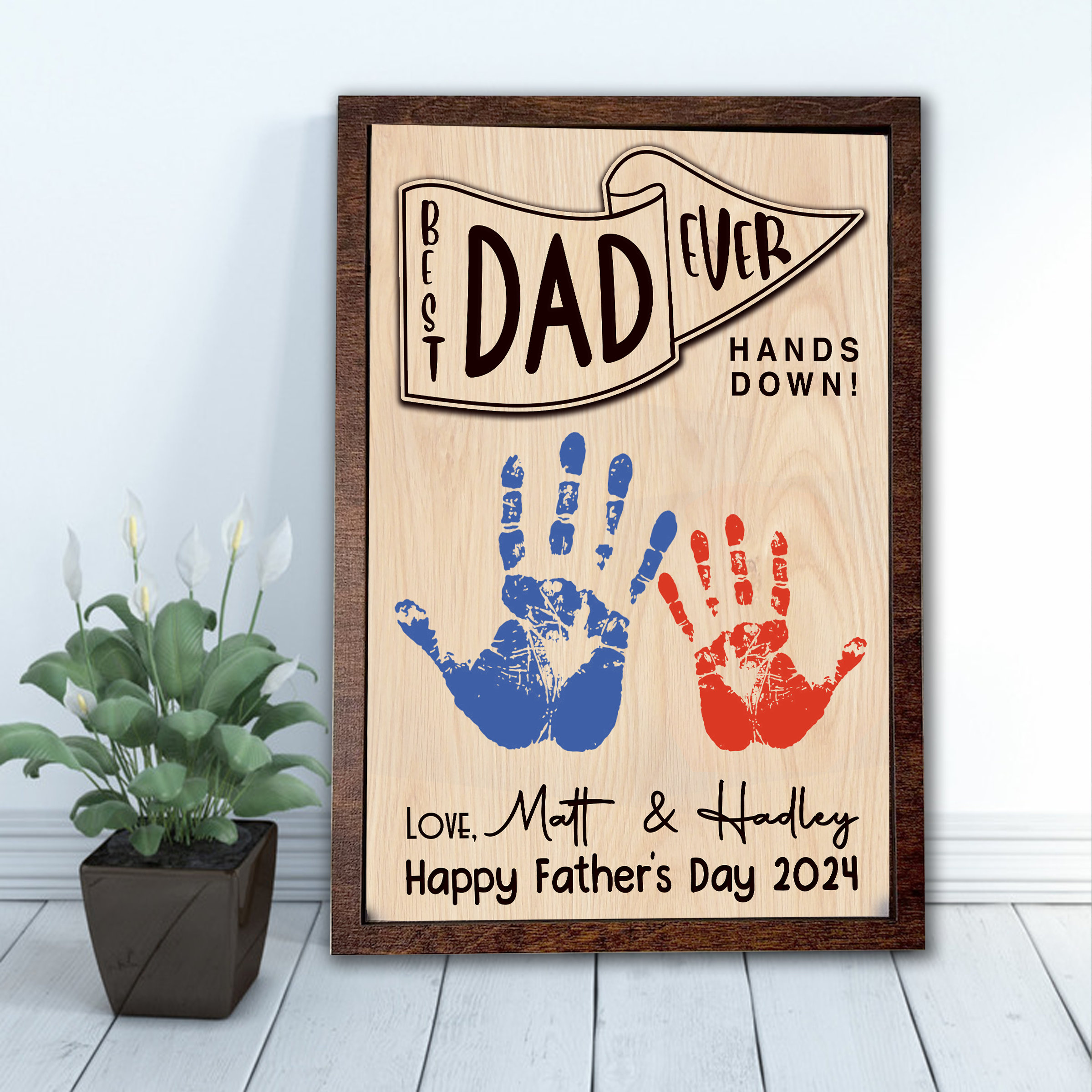 Personalized DIY Handprint Sign,father's Day Gift,hands Down Best Dad ...
