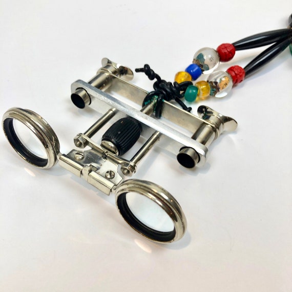 1920s Deco Opera Glass Pendant Necklace w/ Reverse Pa… - Gem