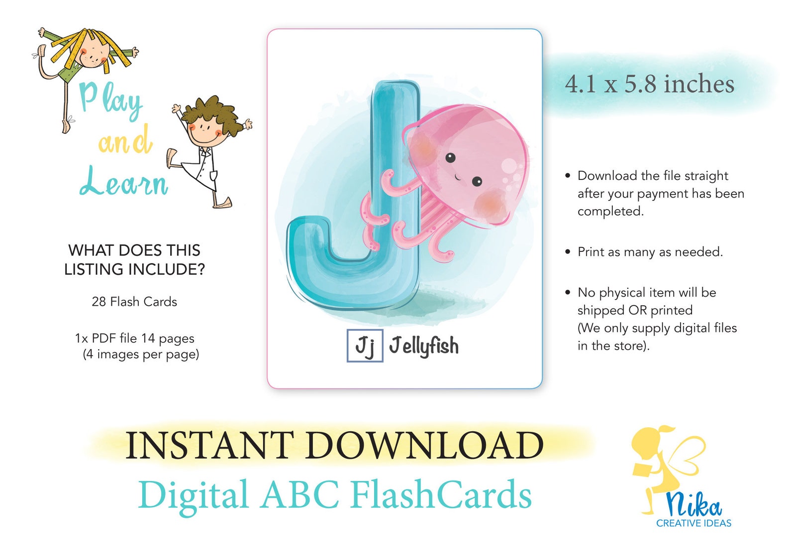 Set of Printable Alphabet Flashcards / ABC Cards / Instant - Etsy