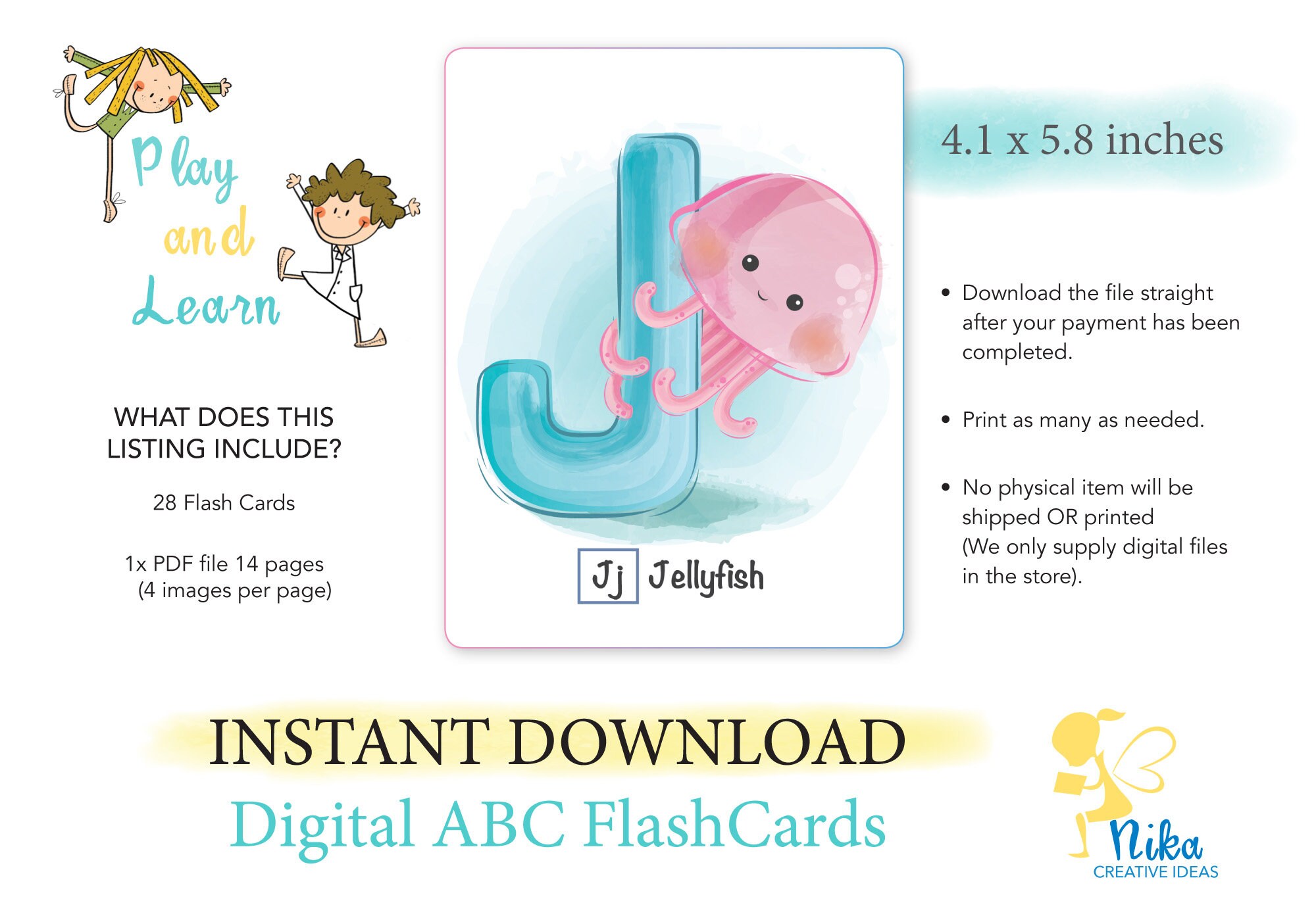 Set of Printable Alphabet Flashcards / ABC Cards / Instant - Etsy