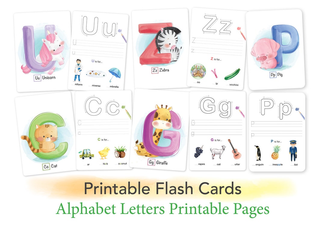 Set of Printable Alphabet Flashcards / ABC Cards / Instant - Etsy