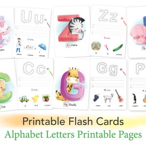 Set of Printable Alphabet Flashcards / ABC Cards / Instant - Etsy