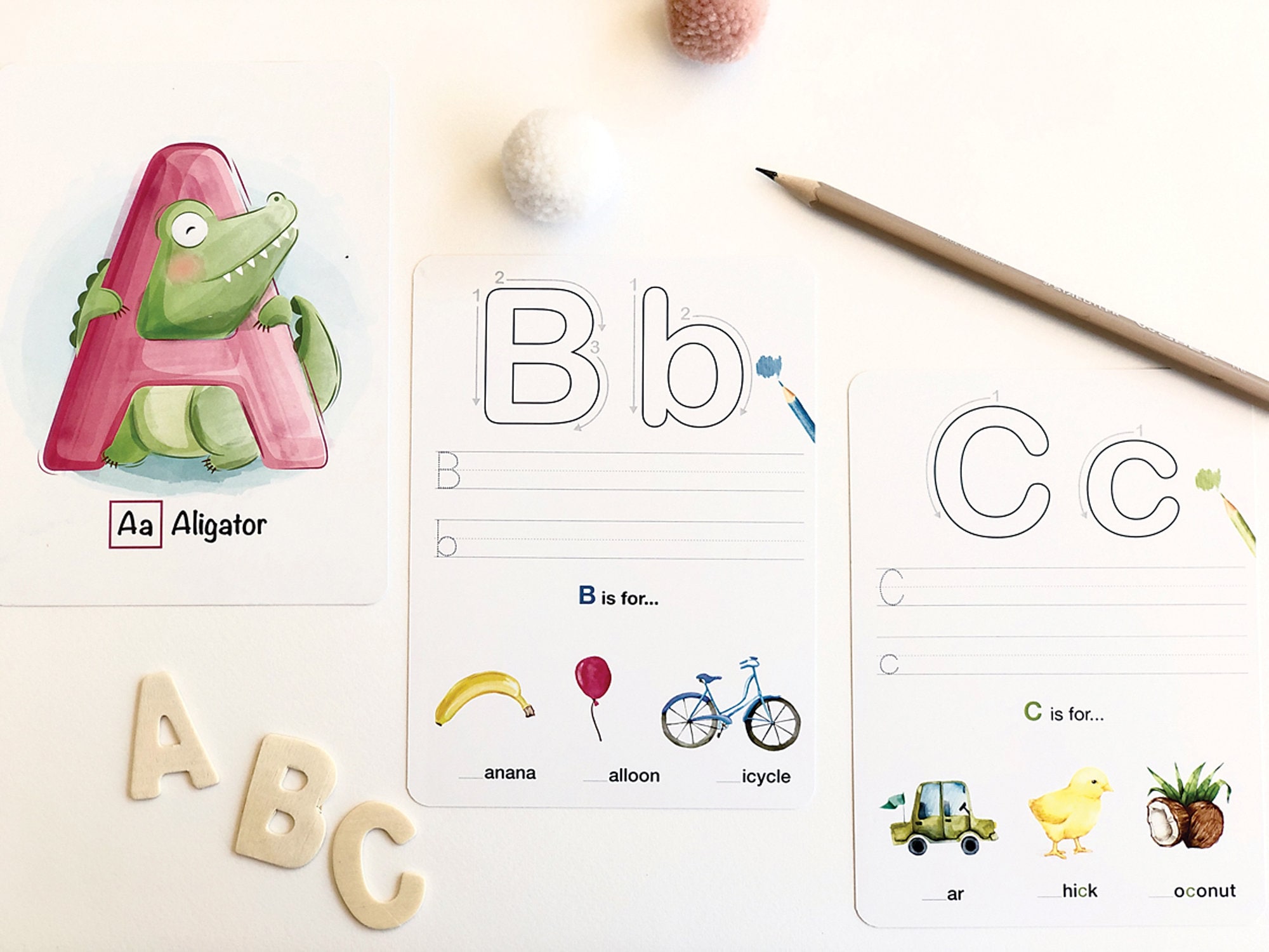 Set of Printable Alphabet Flashcards / ABC Cards / Instant - Etsy