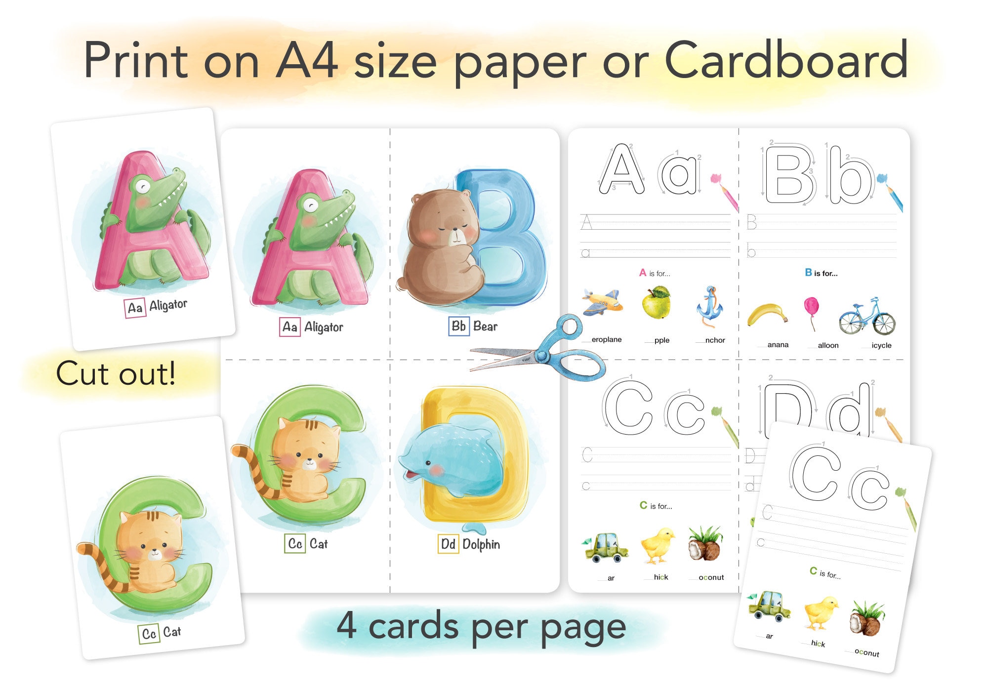 Set of Printable Alphabet Flashcards / ABC Cards / Instant - Etsy