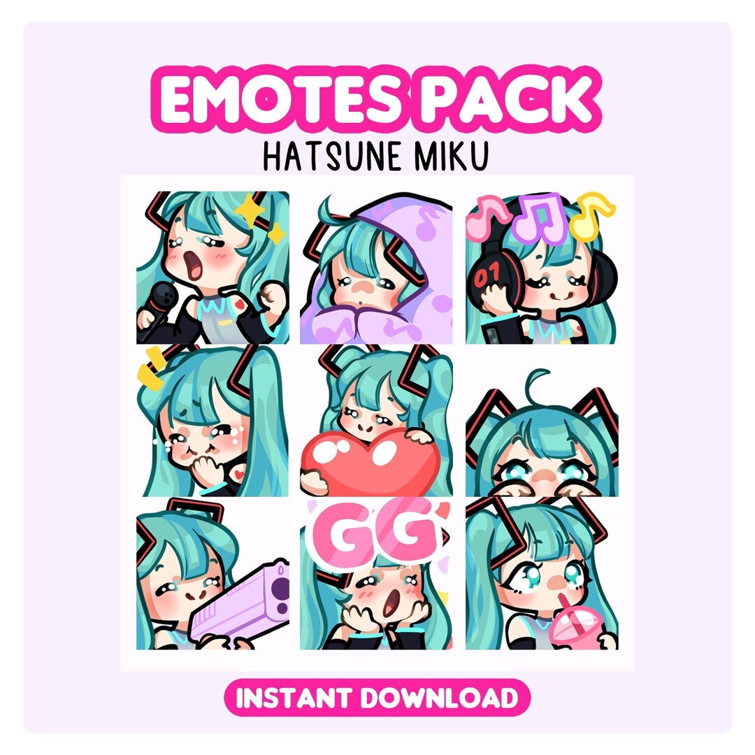 9 Emotes Pack for TWITCH / DISCORD - Hatsune Miku NEW 2024 - Etsy