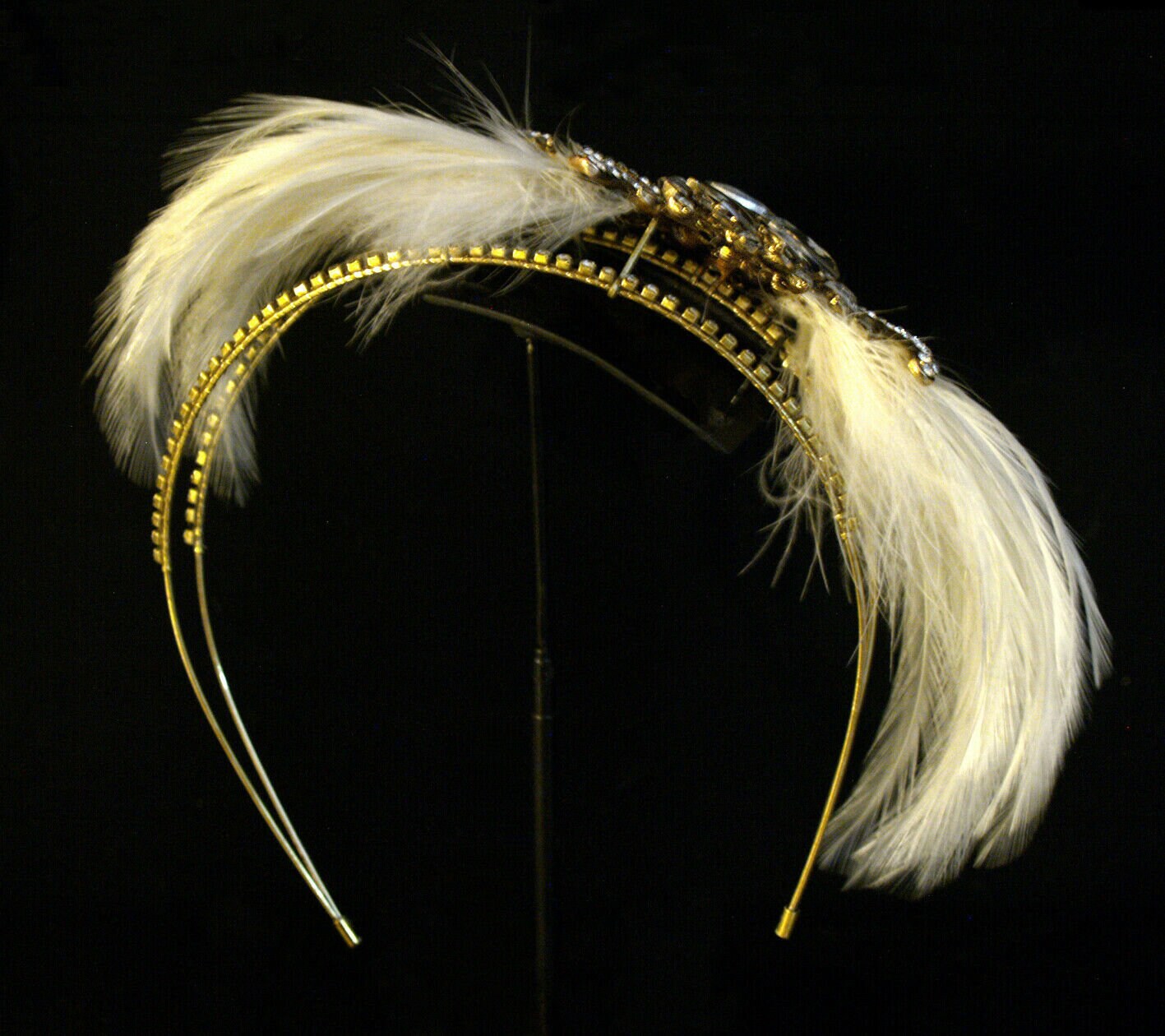 Vintage Gold Champagne Crystal Feather Headpiece Headband - Etsy