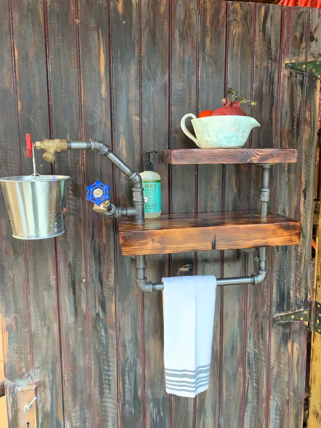 Rustic, Industrial Wall Shelving Made With Decorative Plumbing and ...