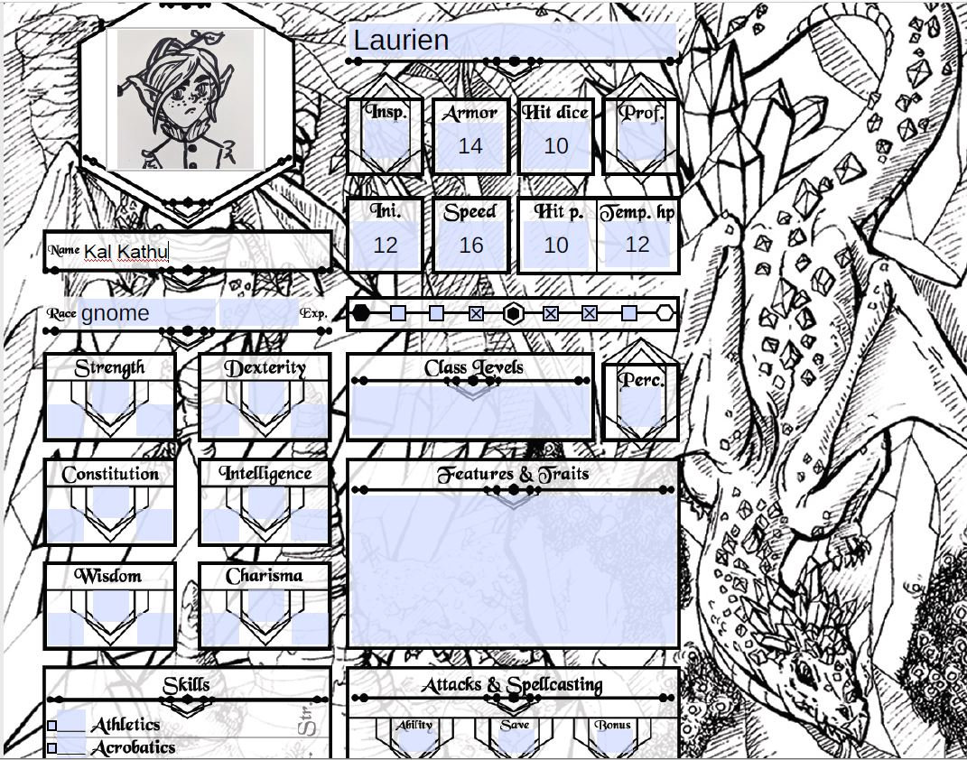 Character Sheet D&D Dragon Dnd Accessory - Etsy