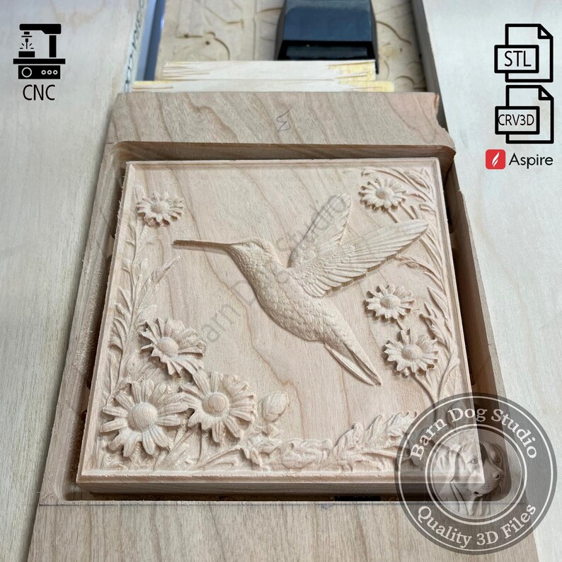 Hummingbird Flowers 3D Model STL File: CNC Router, Wood Carving ...