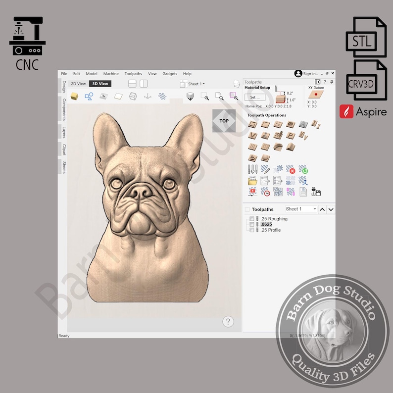French Bulldog, Dog, Bas Relief, 3D, CNC, STL File - Etsy