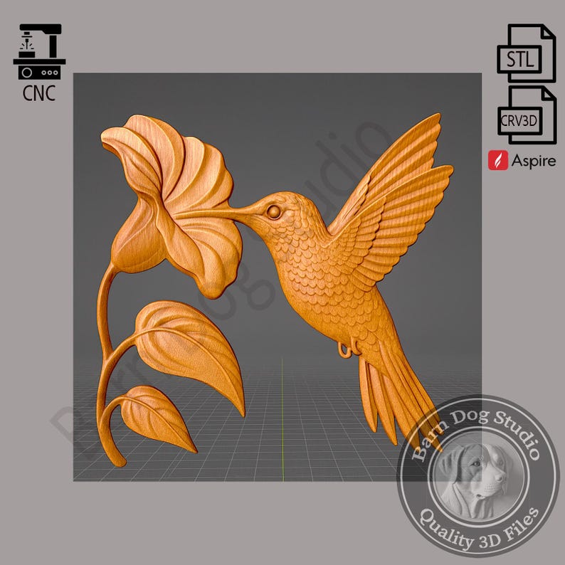 Hummingbird & Flower 3D Model STL File: CNC Router, Wood Carving - Etsy