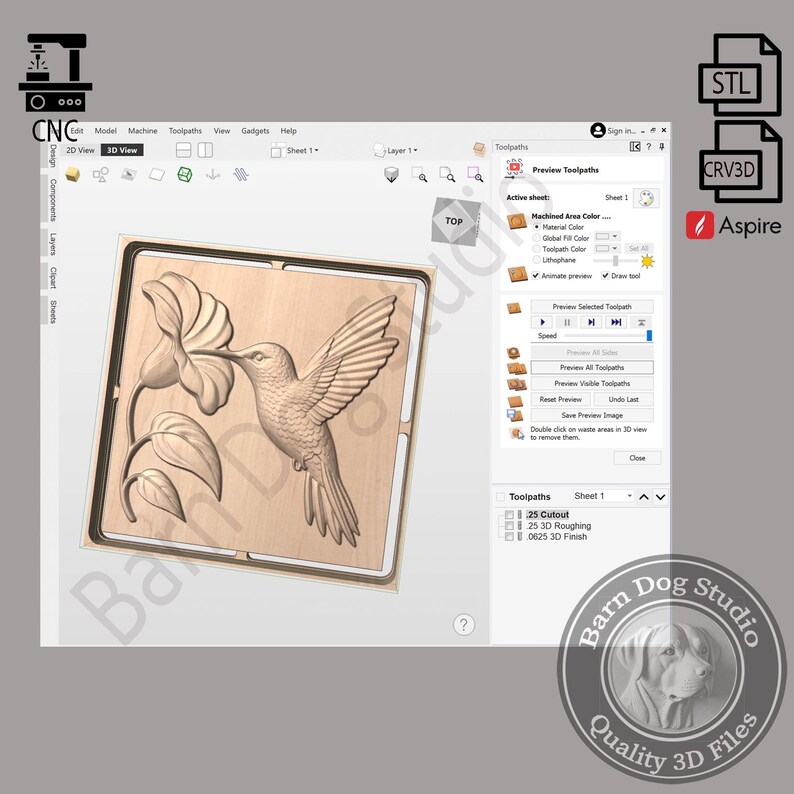 Hummingbird & Flower 3D Model STL File: CNC Router, Wood Carving - Etsy