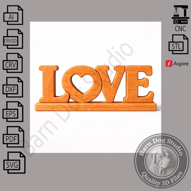 Love Heart Sign CNC Files, 3D Printing, Wood Carving (digital Download ...
