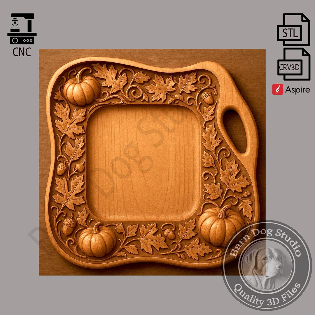 Fall Harvest Serving Tray STL File – Pumpkins, Leaves & Acorns – CNC ...